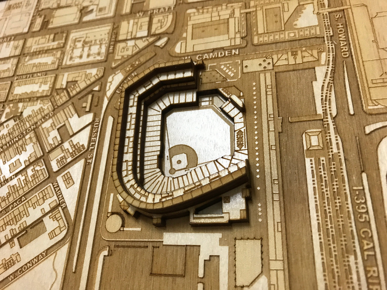 Baltimore, Maryland Wall Art City Map (M&T Bank Stadium & Oriole Park ...