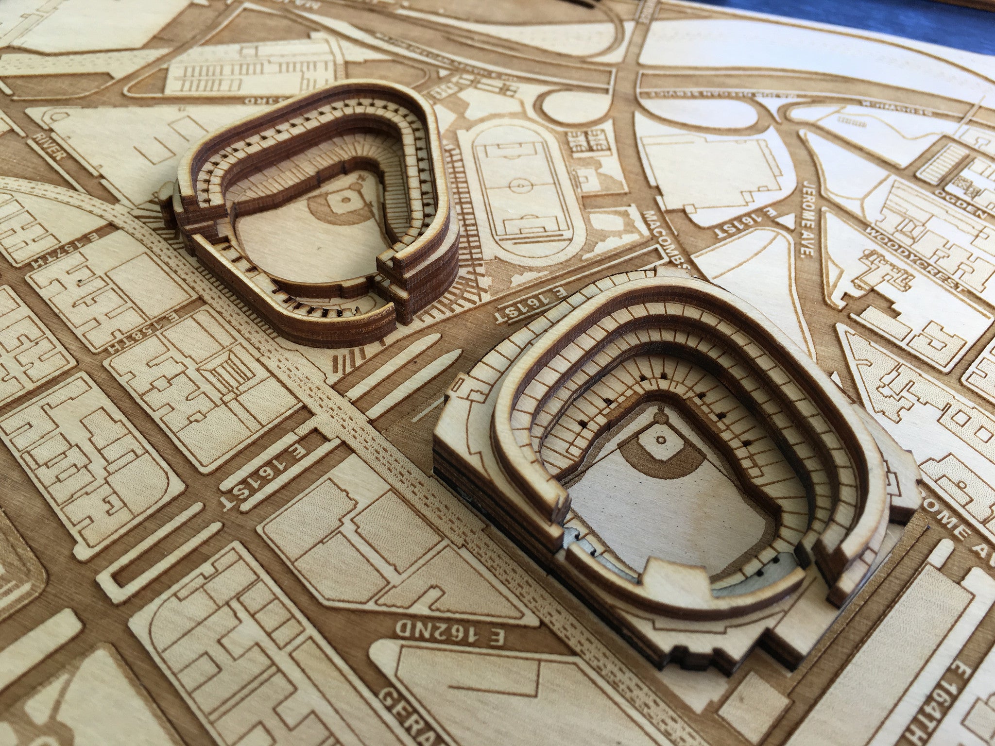 Bronx, New York Wall Art City Map (Old and New Yankee Stadium ...