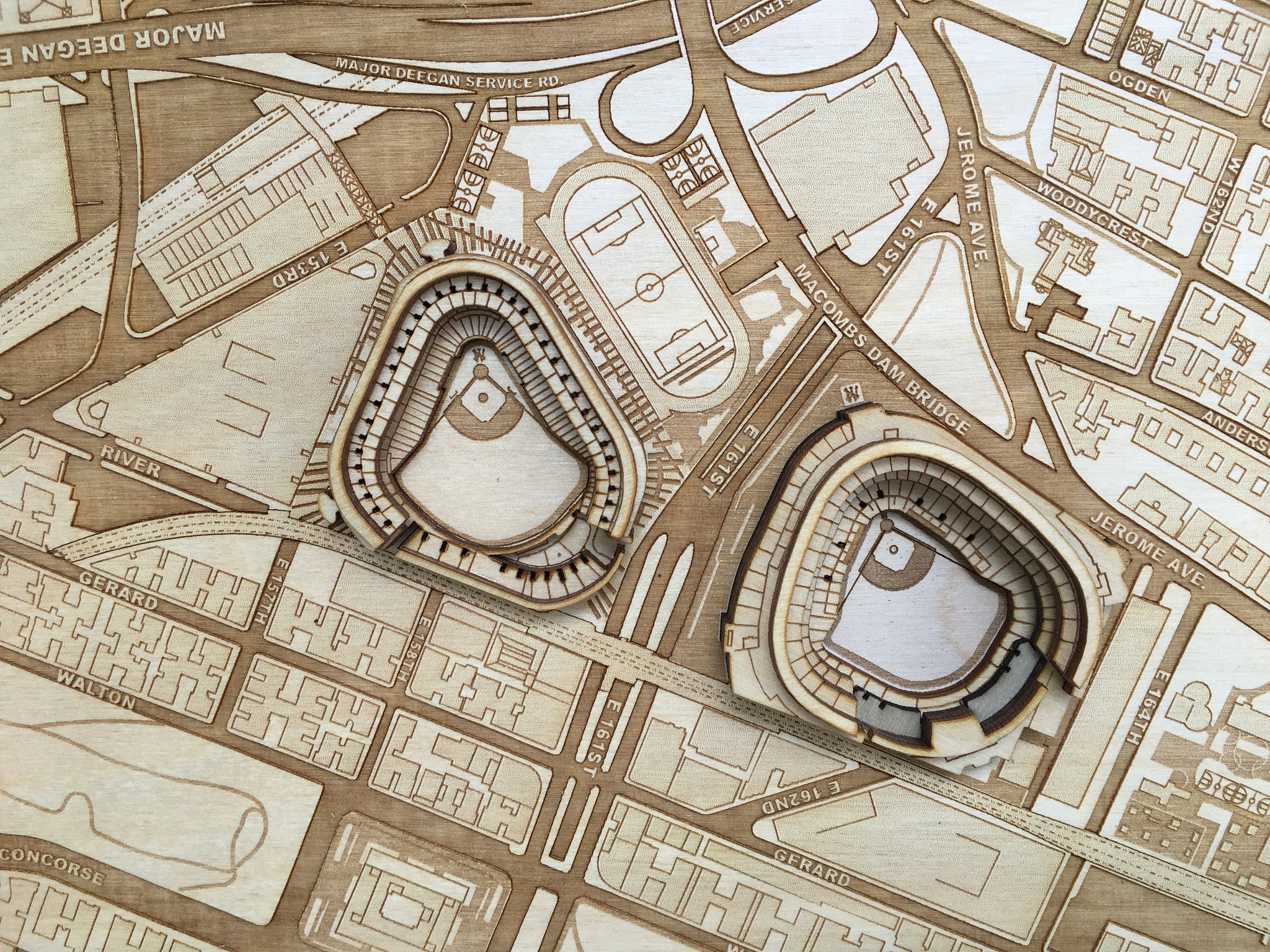 Bronx, New York Wall Art City Map (Old and New Yankee Stadium ...